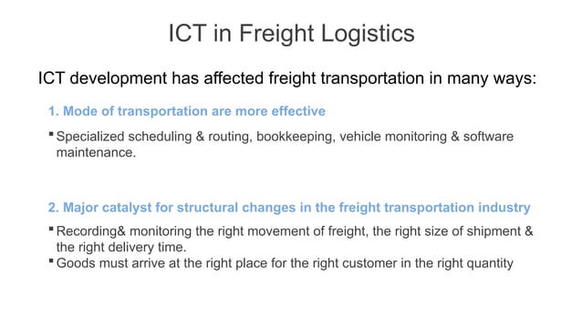 Information Communication Technology In Freight | PPTX