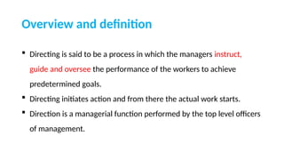 Principles of Management for directing supervision and leadership | PPTX