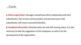 Principles of Management for directing supervision and leadership | PPTX