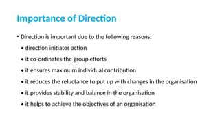 Principles of Management for directing supervision and leadership | PPTX