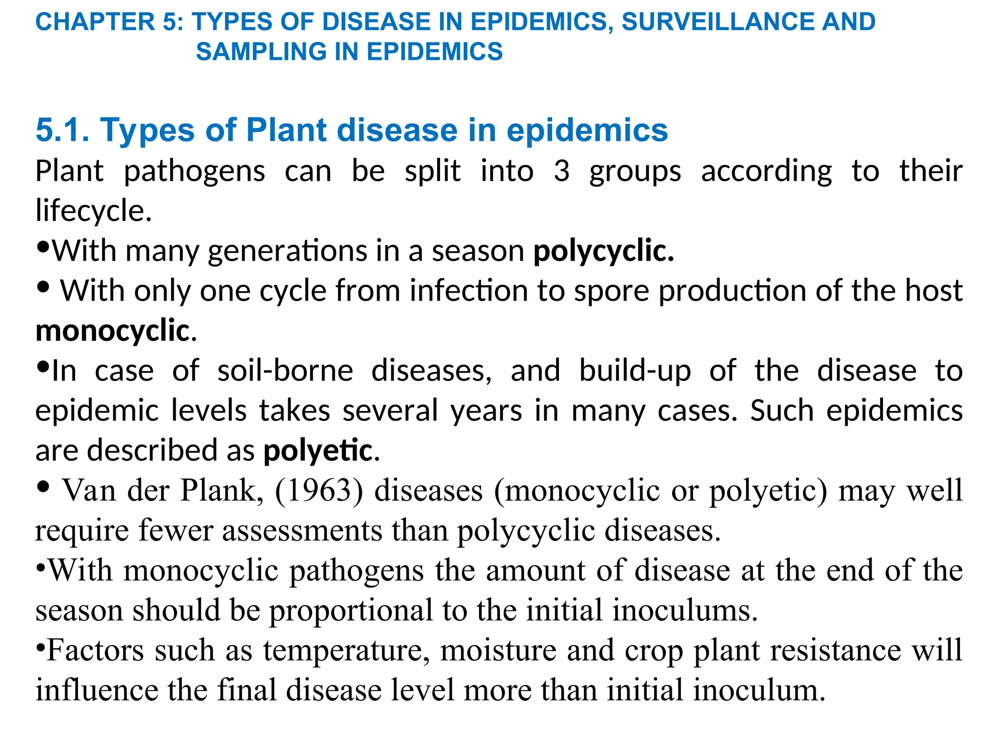 CHAPTER 5. Types of disease in epidemics, surveillance and sampling in ...