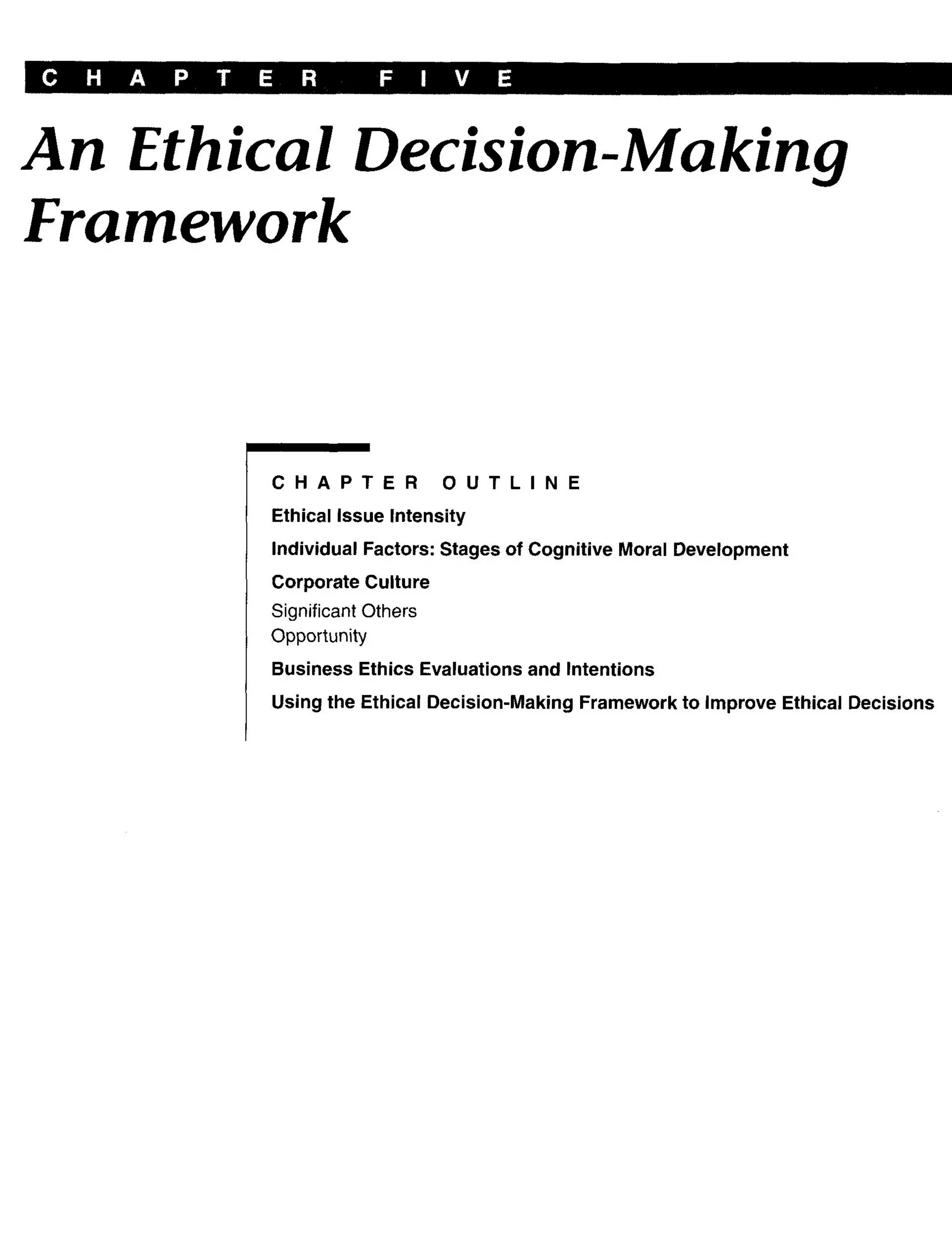 an ethical decision making framework | PDF