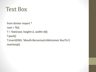 PYTHON - EXTRA Chapter GUI - MAULIK BORSANIYA | PPTX | Computing ...