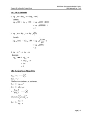 Chapter 5 indices & logarithms | PDF