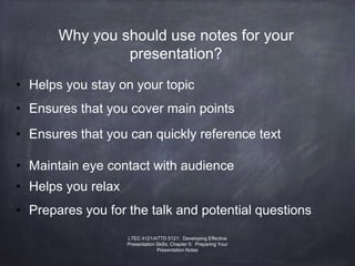 Chapter 5 - Preparing Your Presentation Notes | PPT