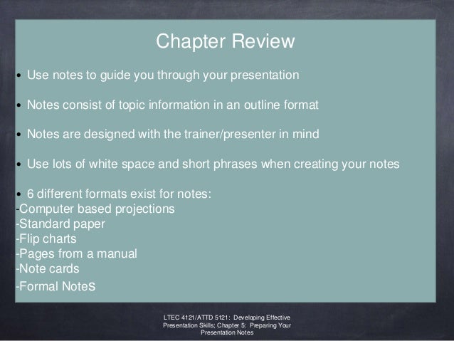 Chapter 5 - Preparing Your Presentation Notes