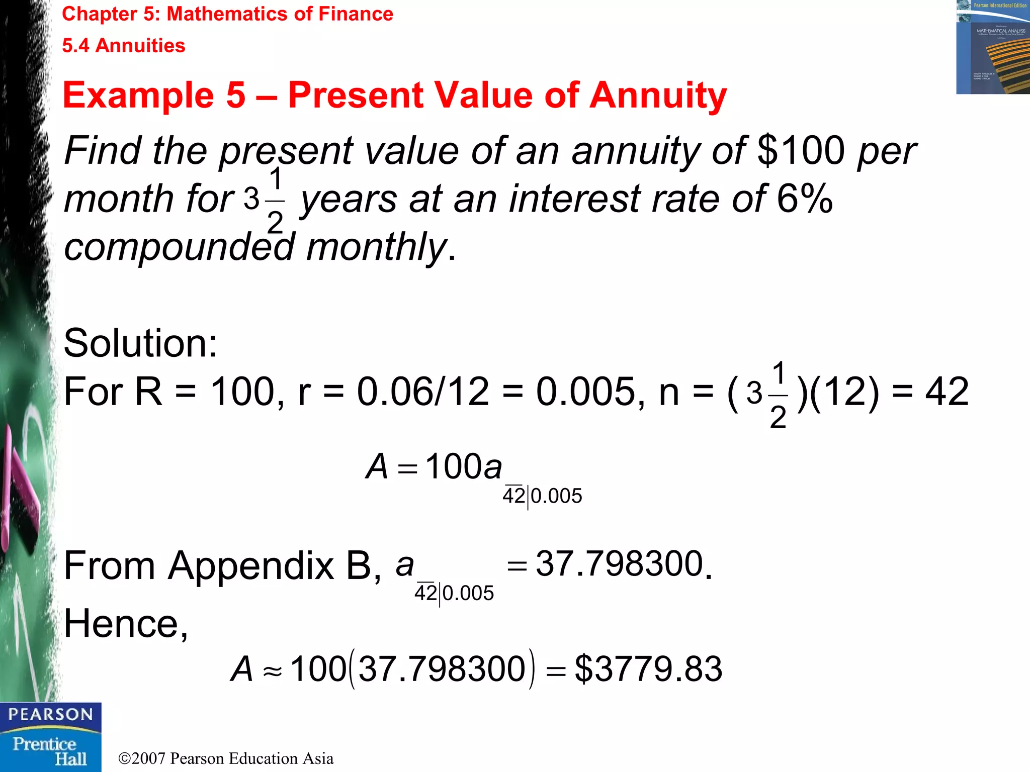Chapter 5 - Mathematics of Finance | PPT