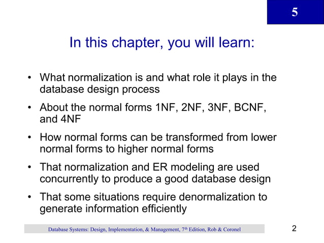 Chapter 5 Normalization Of Database Tablespdf Databases Computer
