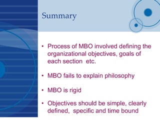 MANAGEMENT BY OBJECTIVES - FEATURES, PROCESS, BENEFITS, LIMITATIONS | PPTX