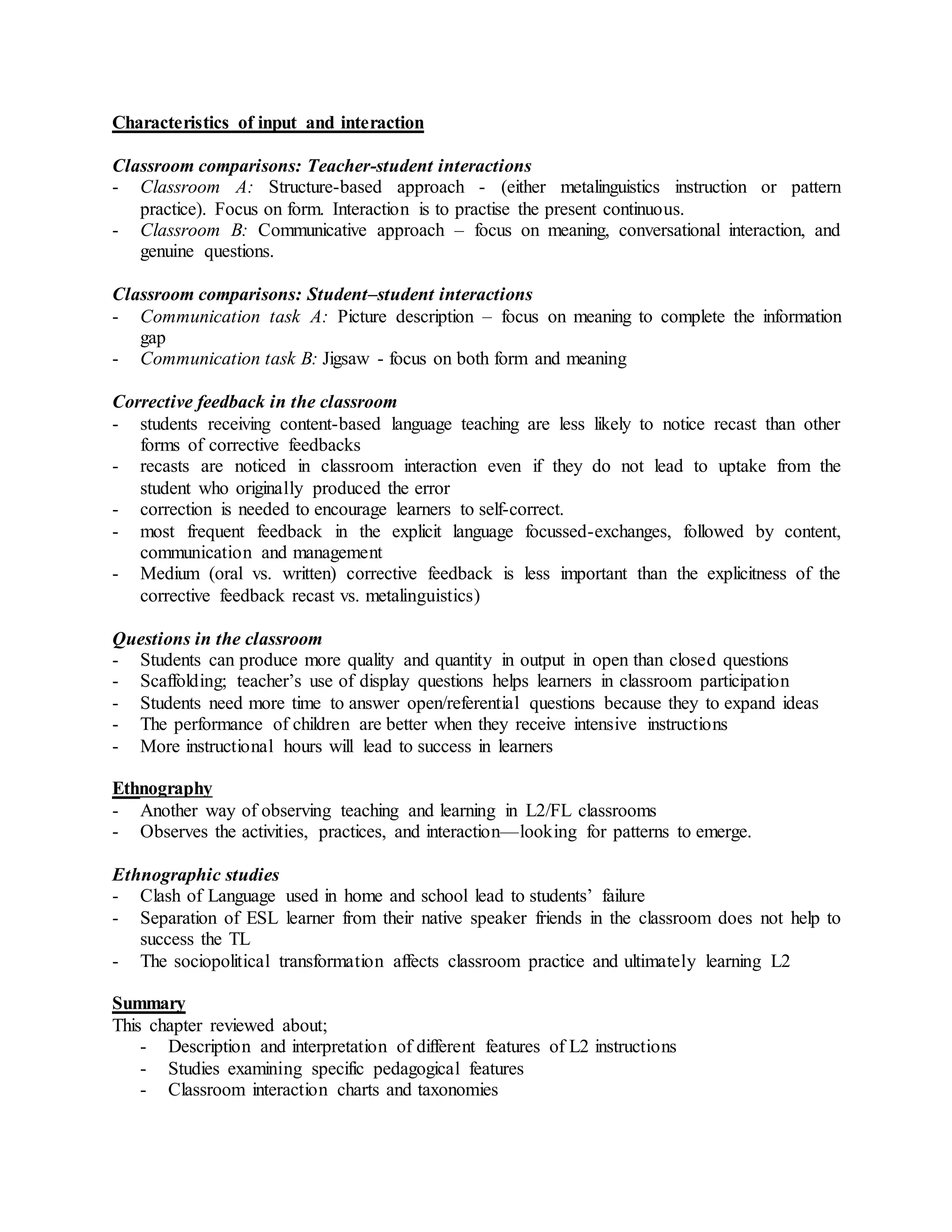 Chapter 5 observing learning and teaching in the second language ...