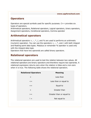 Chapter 5 - Operators in C++ | PDF