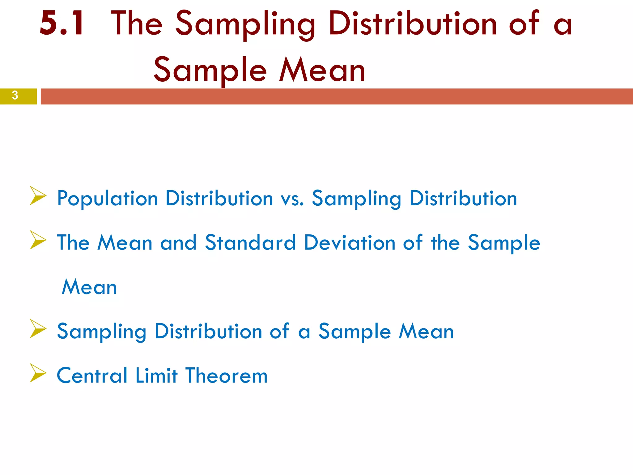 Chapter 5 part1- The Sampling Distribution of a Sample Mean | PDF