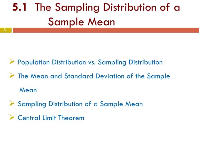 Chapter 5 part1- The Sampling Distribution of a Sample Mean | PDF
