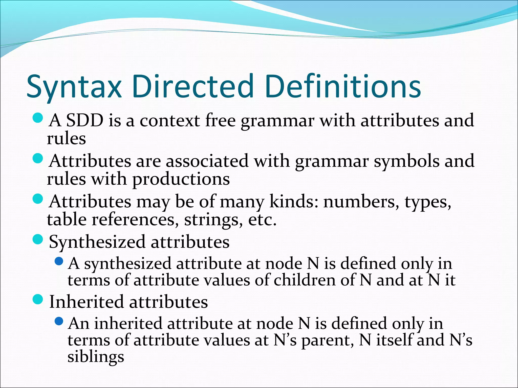 Chapter 5 Syntax Directed Translation Ppt