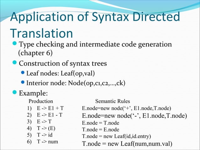 Chapter 5 Syntax Directed Translation | PPT Chapter 5 Syntax Directed Translation | PPT