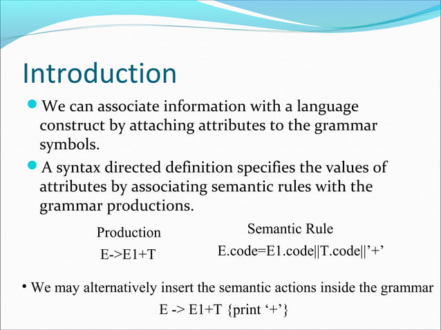 Chapter 5 Syntax Directed Translation | PPT Chapter 5 Syntax Directed Translation | PPT