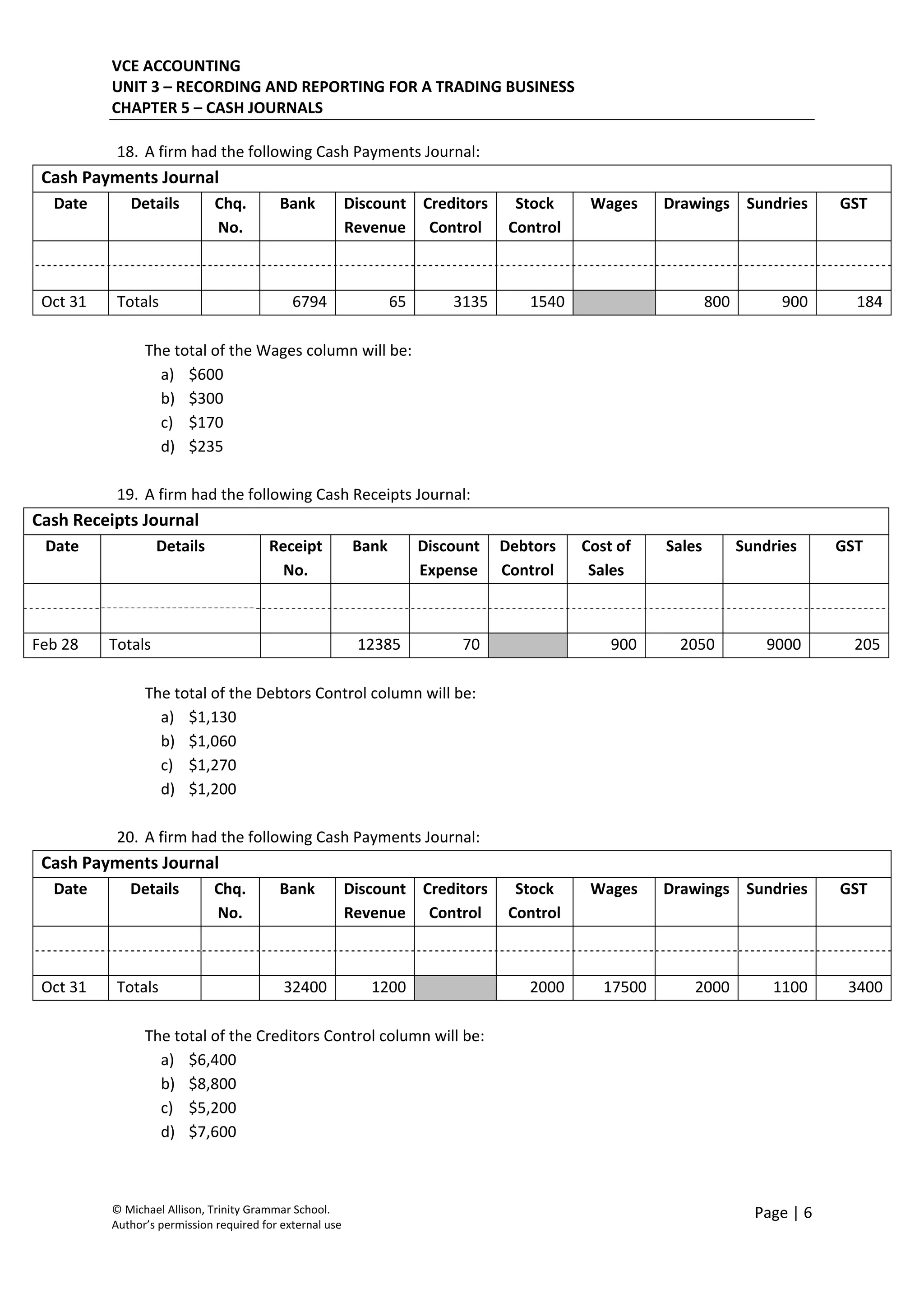 Chapter 5 - Cash Journals Test | PDF