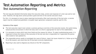 Chapter 5 - Test Automation Reporting and Metrics | PPTX
