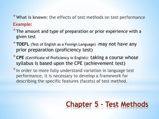 Test methods in Language Testing | PPTX