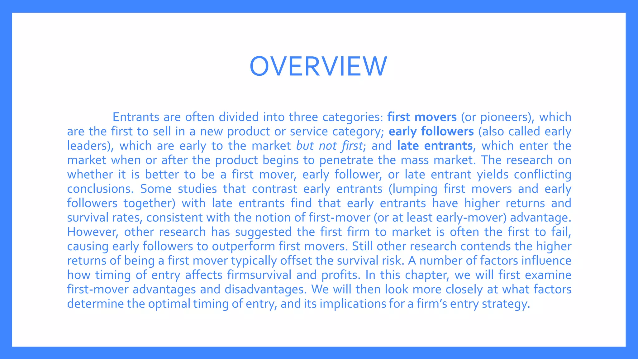 Chapter 5 - Timing of Entry | PPTX