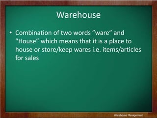 Warehouse Management | PPTX