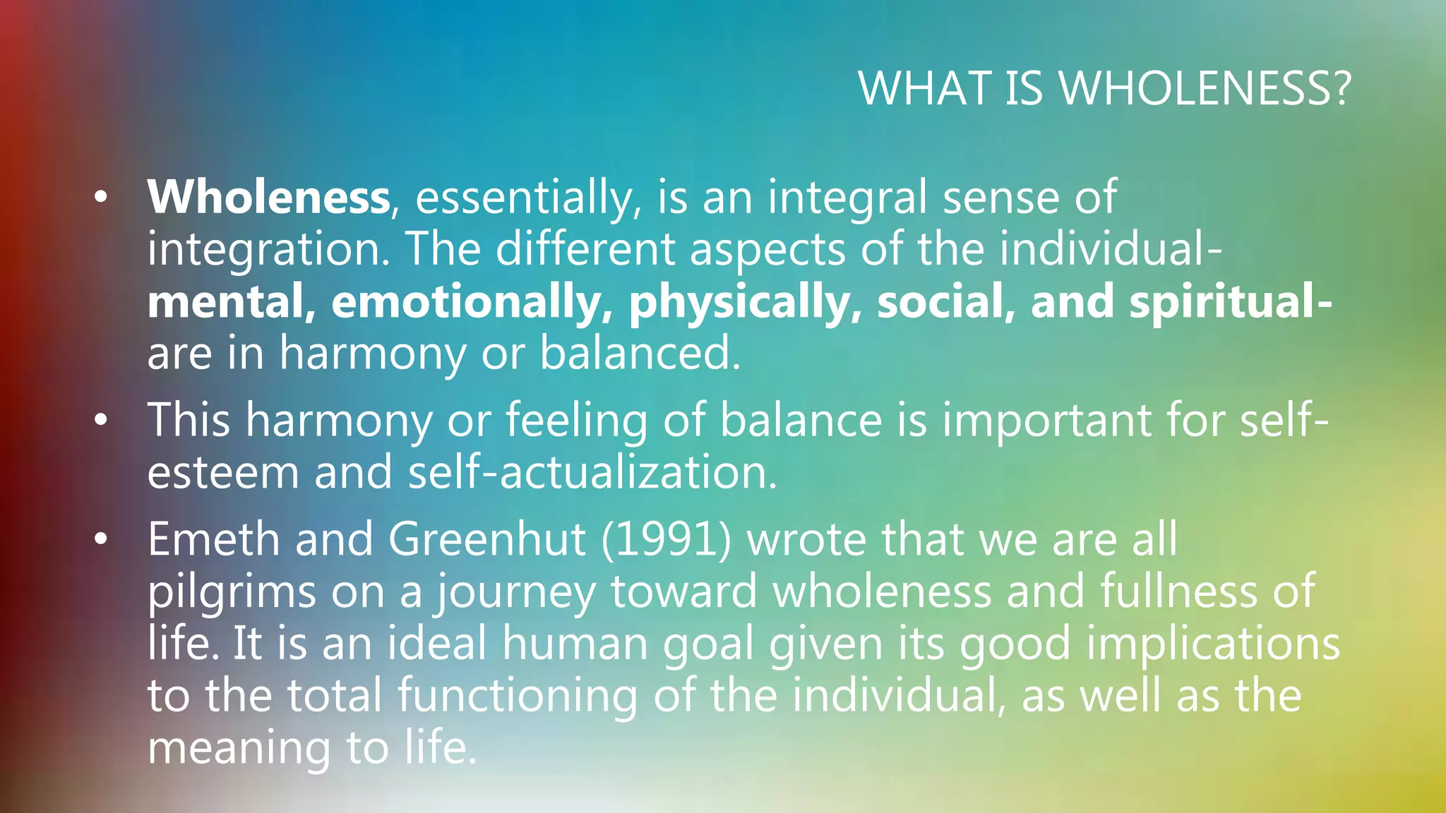 Chapter 5: WHOLENESS AND BALANCE IN LIFE | PPTX