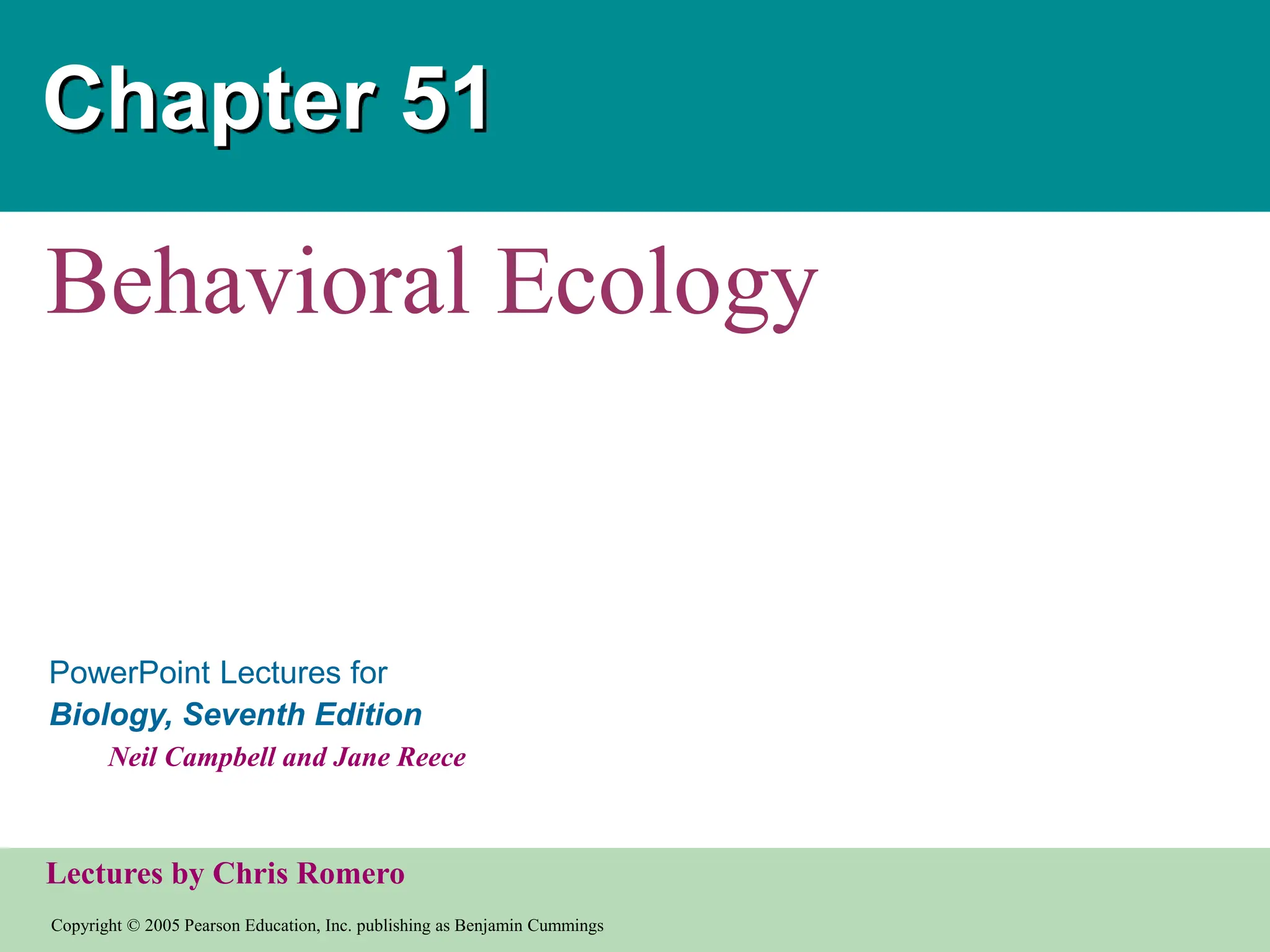 Behavioral Ecology - Animal Behavior (Biology Lecture / Discussion) | PPT