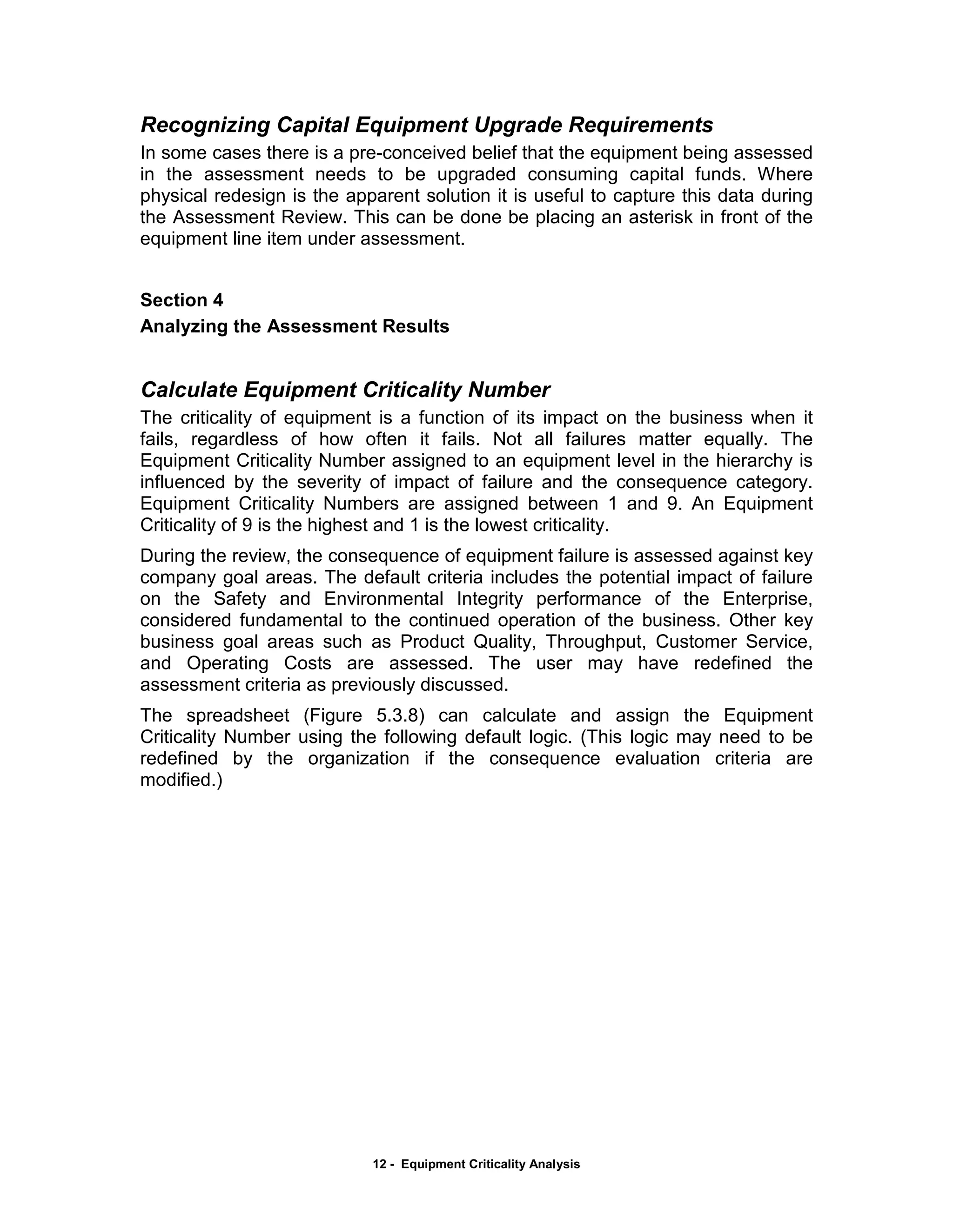 Equipment Criticality Analysis | PDF