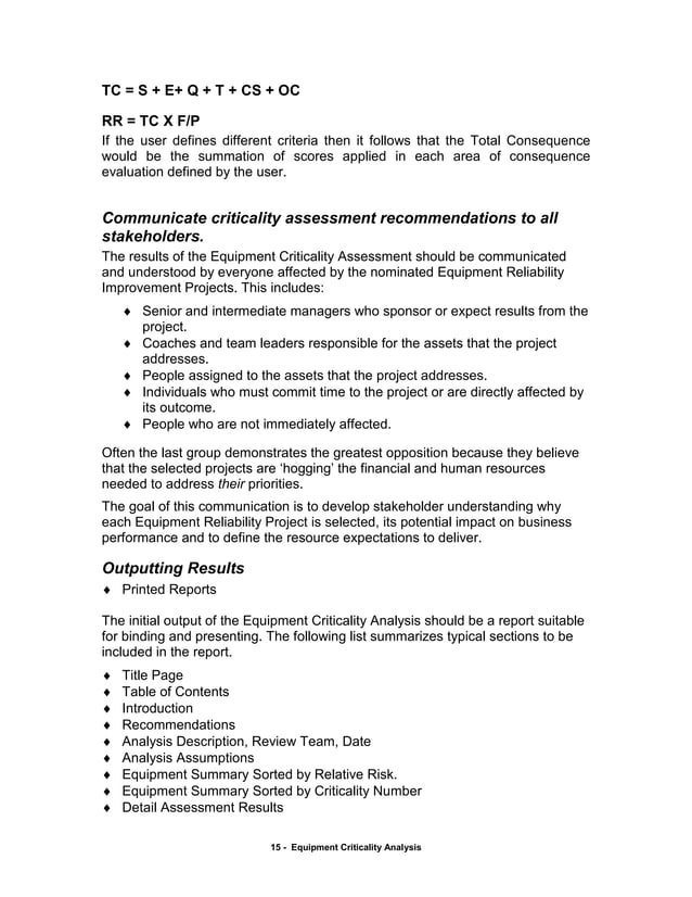 Equipment Criticality Analysis | PDF