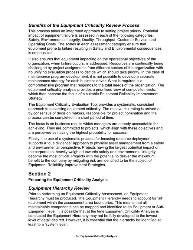 Equipment Criticality Analysis | PDF