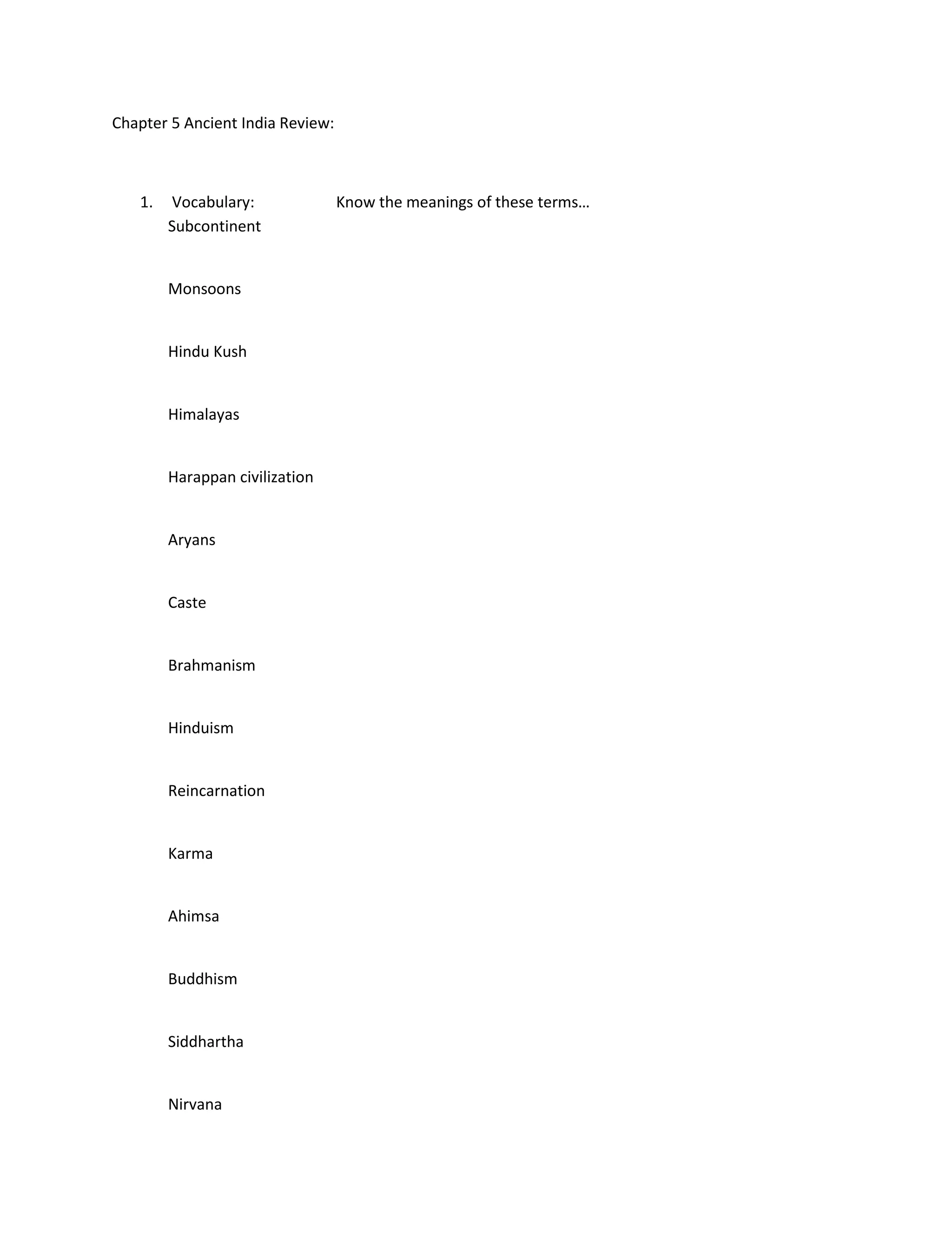 Chapter 5 ancient india review | DOCX | Hinduism | Religion & Spirituality