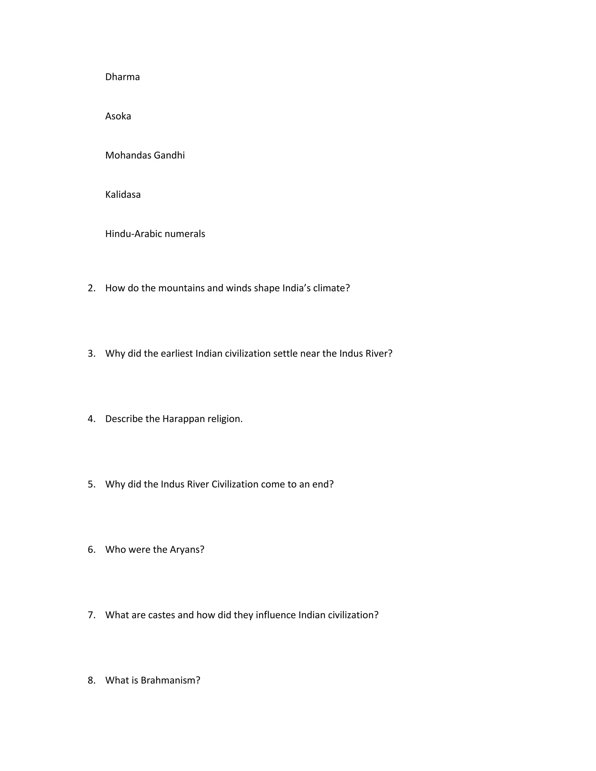 Chapter 5 ancient india review | DOCX