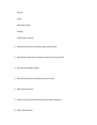 Chapter 5 ancient india review | DOCX | Hinduism | Religion & Spirituality