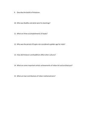 Chapter 5 ancient india review | DOCX | Hinduism | Religion & Spirituality