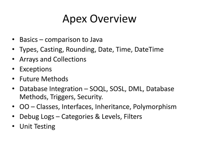 SFDC Introduction to Apex | PPT
