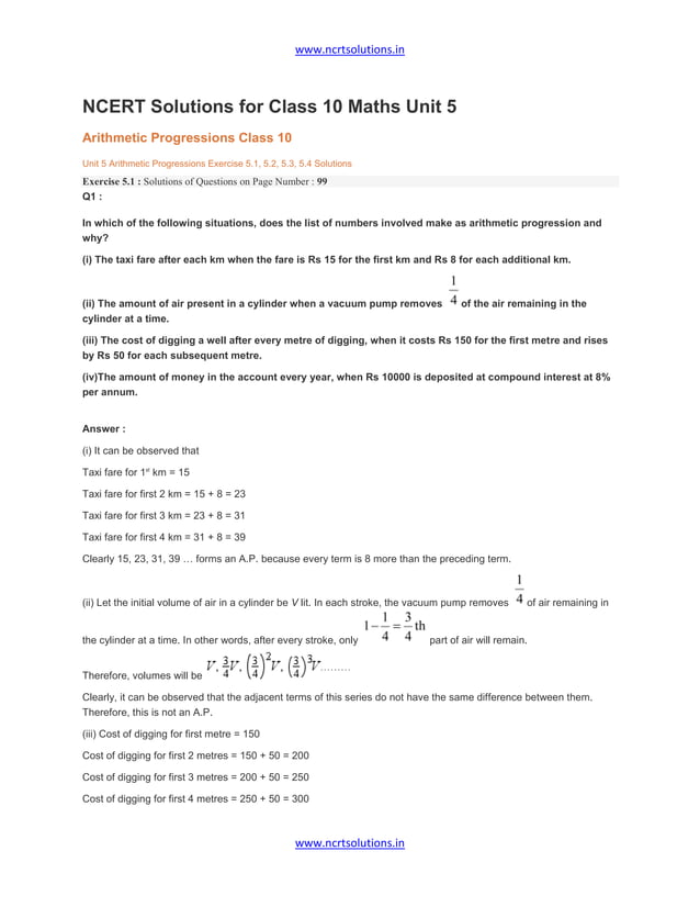 chapter_5_arithmetic_progressions book for | PDF
