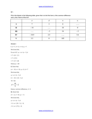 chapter_5_arithmetic_progressions book for | PDF