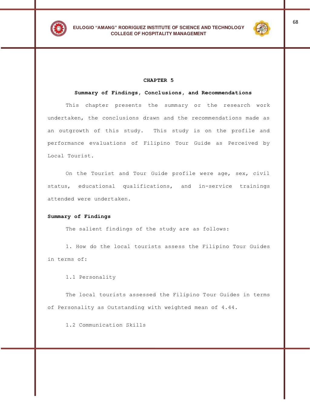 Chapter 5 SUMMARY OF FINDINGS, CONCLUSION AND RECCOMENDATION