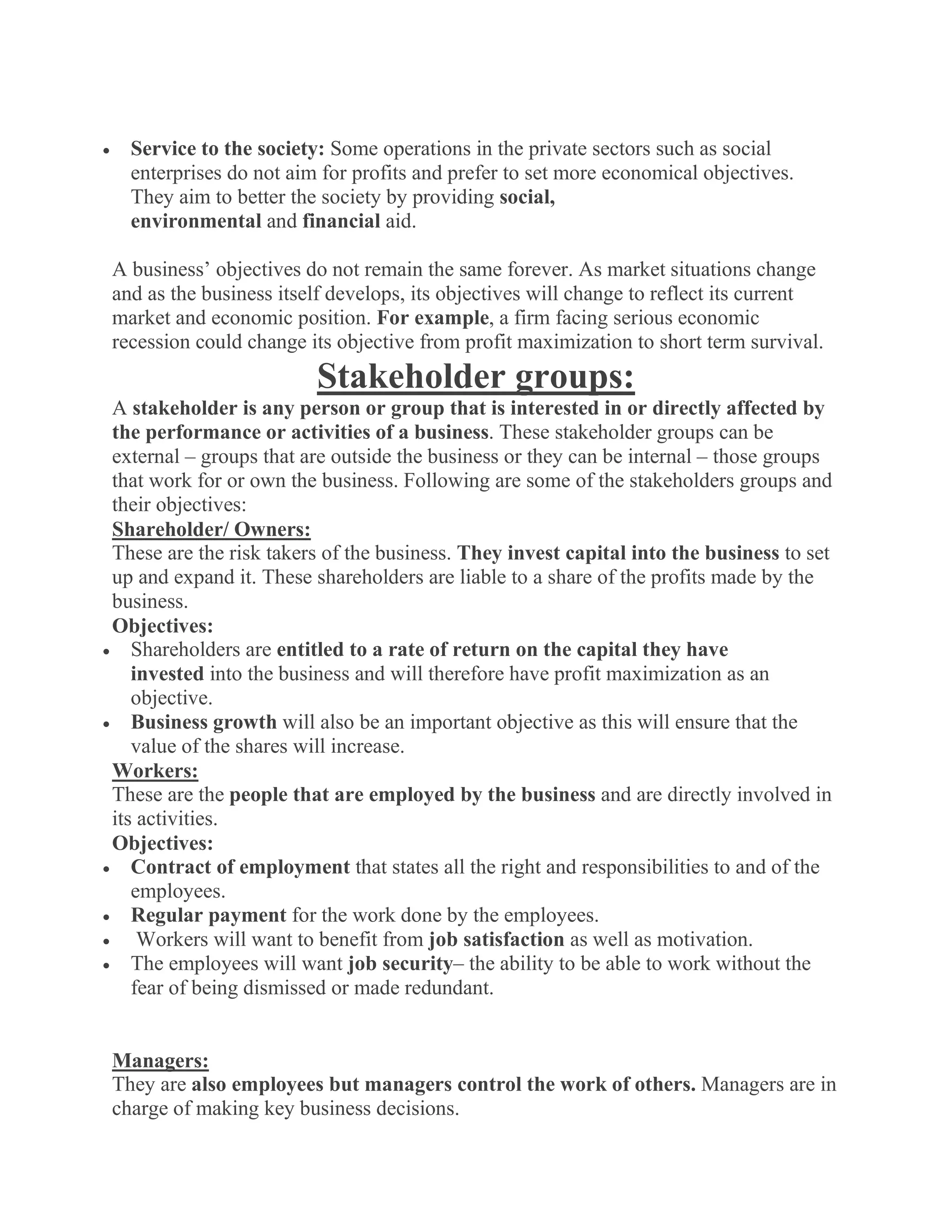 Chapter 5 Business Objectives and stakeholders Objectives.pdf ...