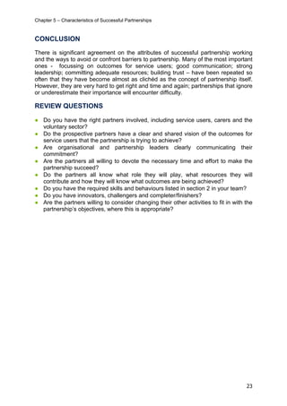 Chapter 5 characteristics of successful partnership | PDF