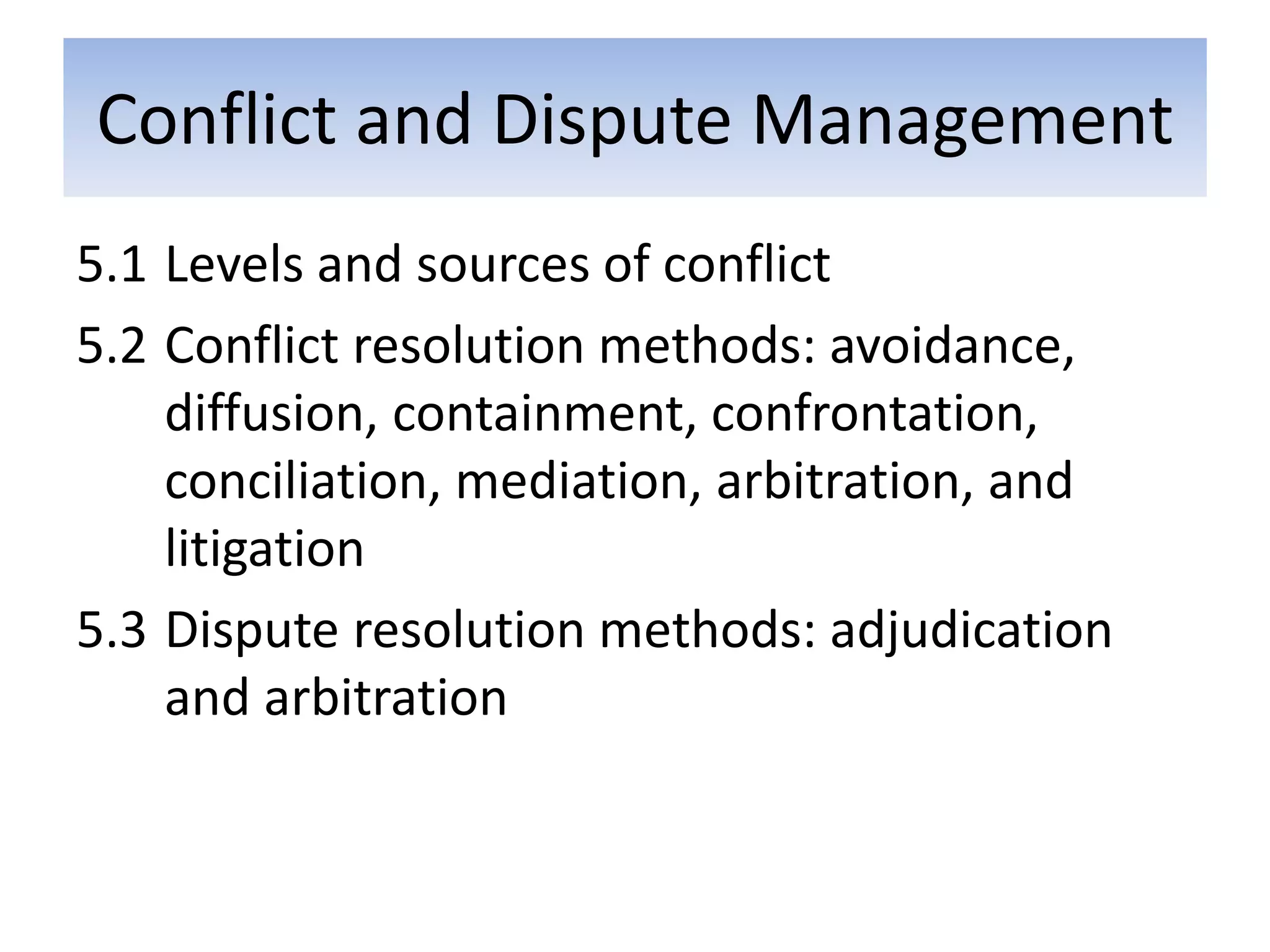Chapter 5 Conflict and Dispute Management | PDF