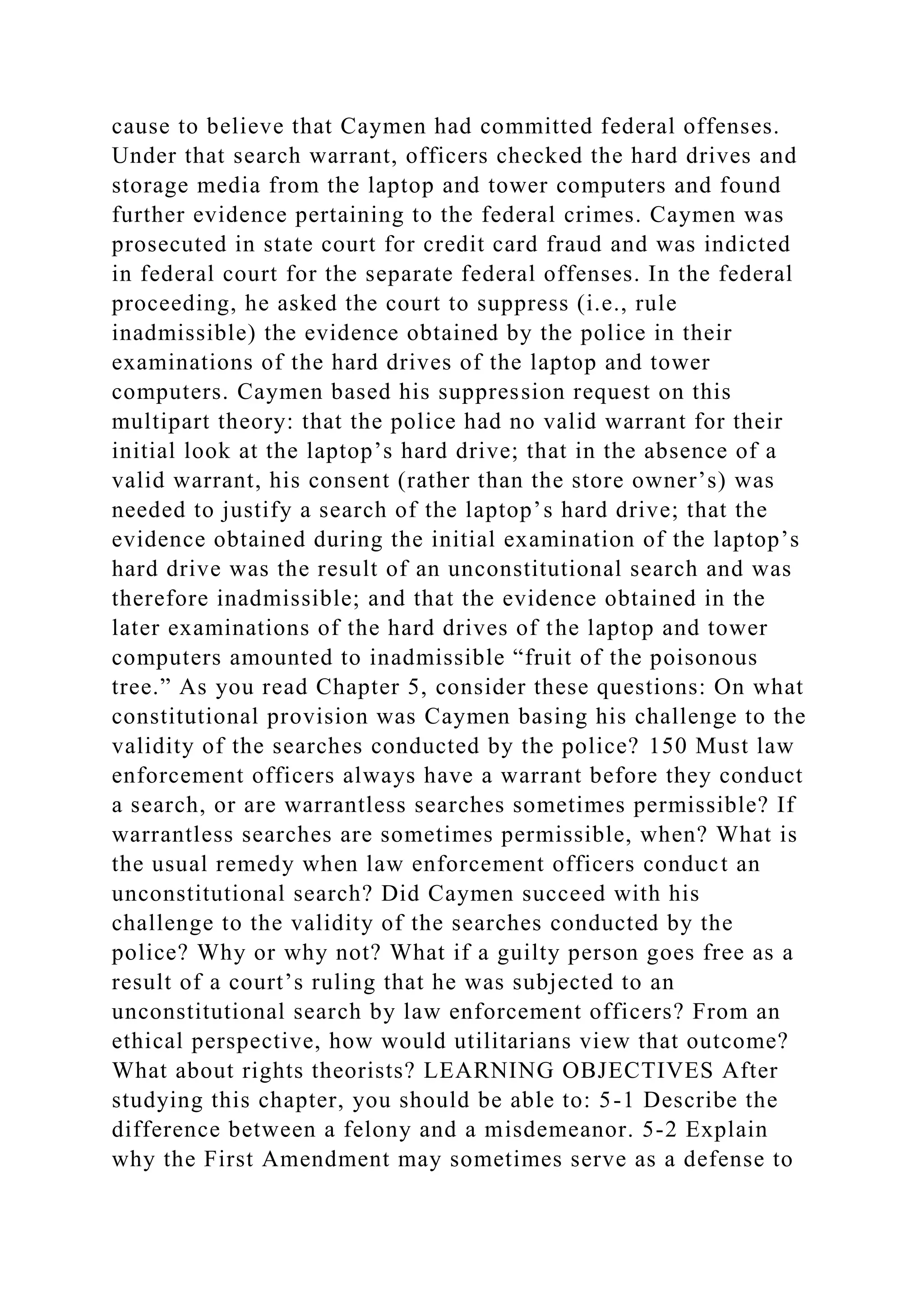 CHAPTER 5 CRIMINAL LAW AND PROCEDURE Nicolai Caymen worked as .docx