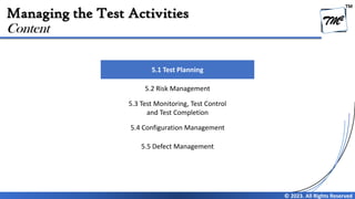 Chapter 5 - Managing Test Activities V4.0 | PDF