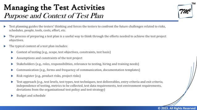 Chapter 5 - Managing Test Activities V4.0 | PDF | Educational ...