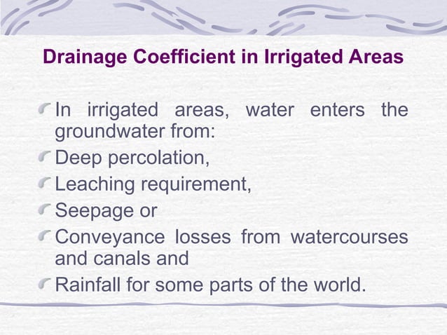Irrigation engineering - Chapter 5 - Drainage | PPT
