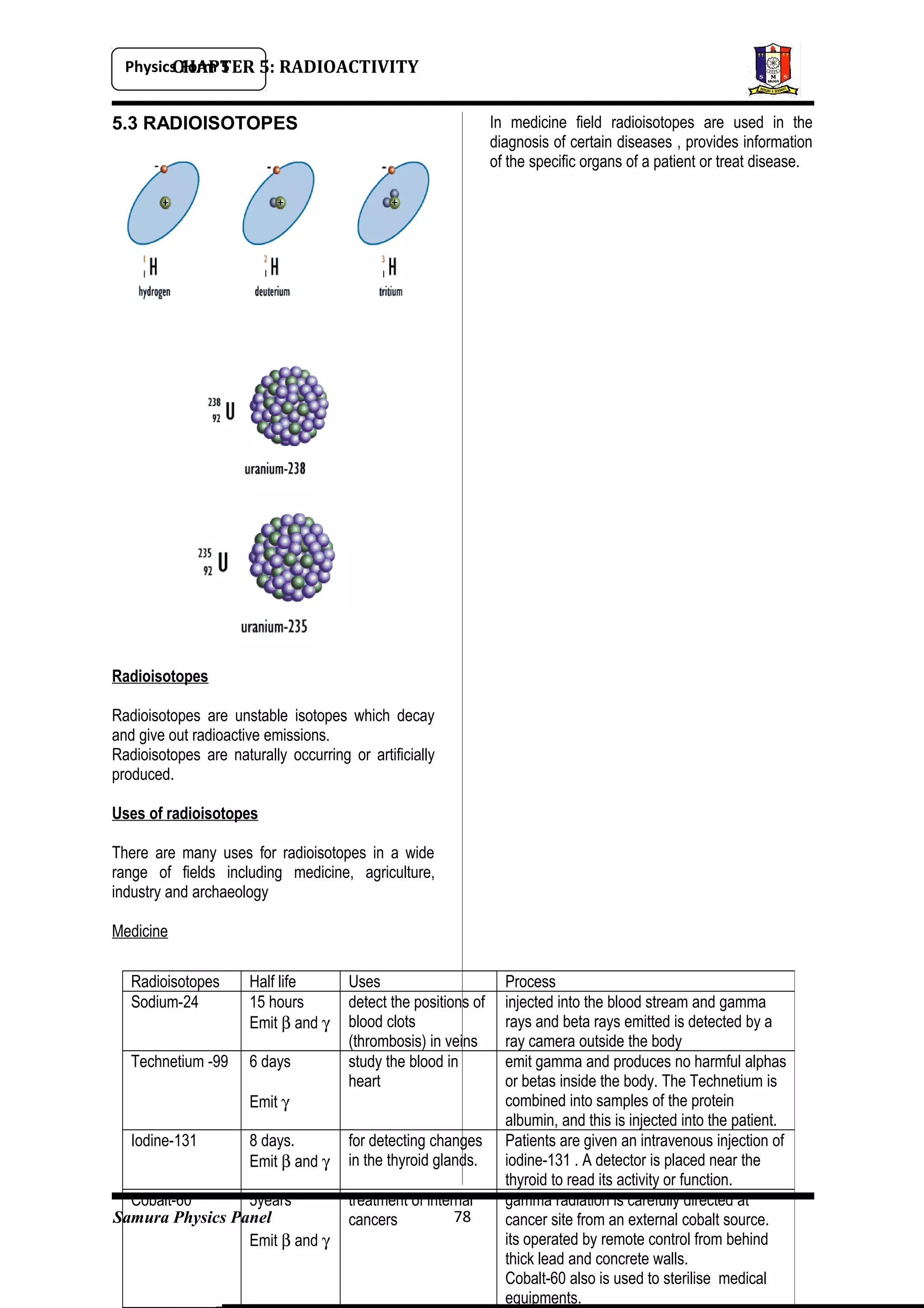 Radioactivity: physics form 5. | DOC