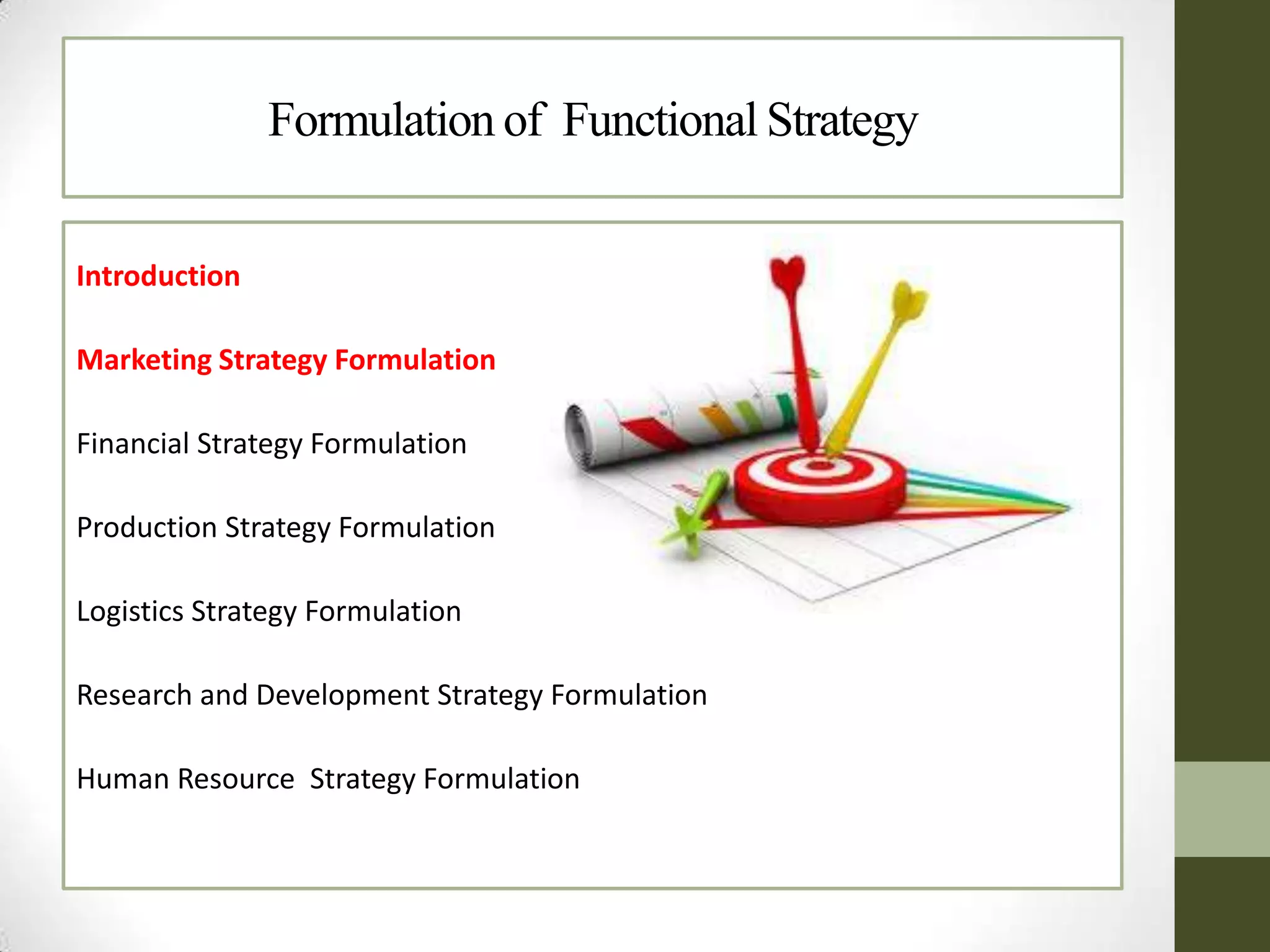 Formulation of Functional Strategies | PPTX