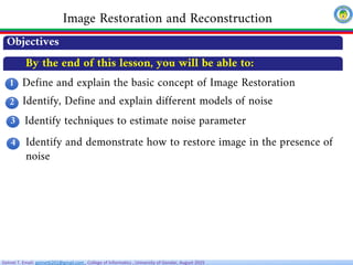 Chapter 5 Image Restoration and Reconstruction | PDF