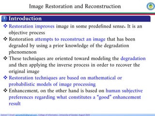 Chapter 5 Image Restoration and Reconstruction | PDF