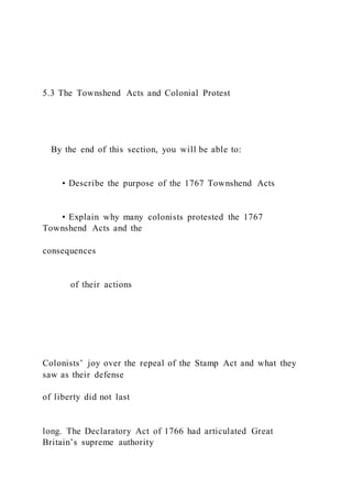 Chapter 5 Imperial Reforms and Colonial Protests, 1763-1774 | DOCX